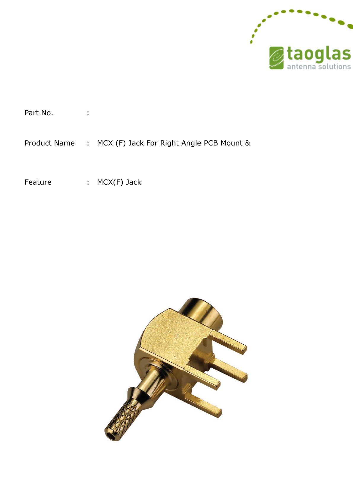 PCB.MCX.F.RA.JACK.AHC.HT Drawing Datasheet by Taoglas Limited | Digi-Key Electronics