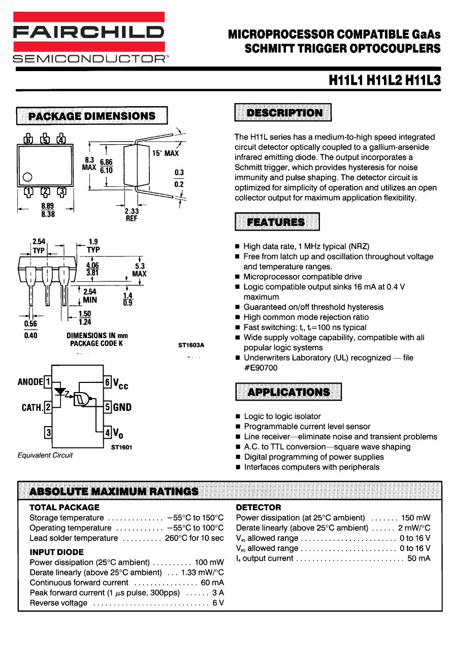 H11L2 Optocoupler Datasheet at Anna Kowalski blog